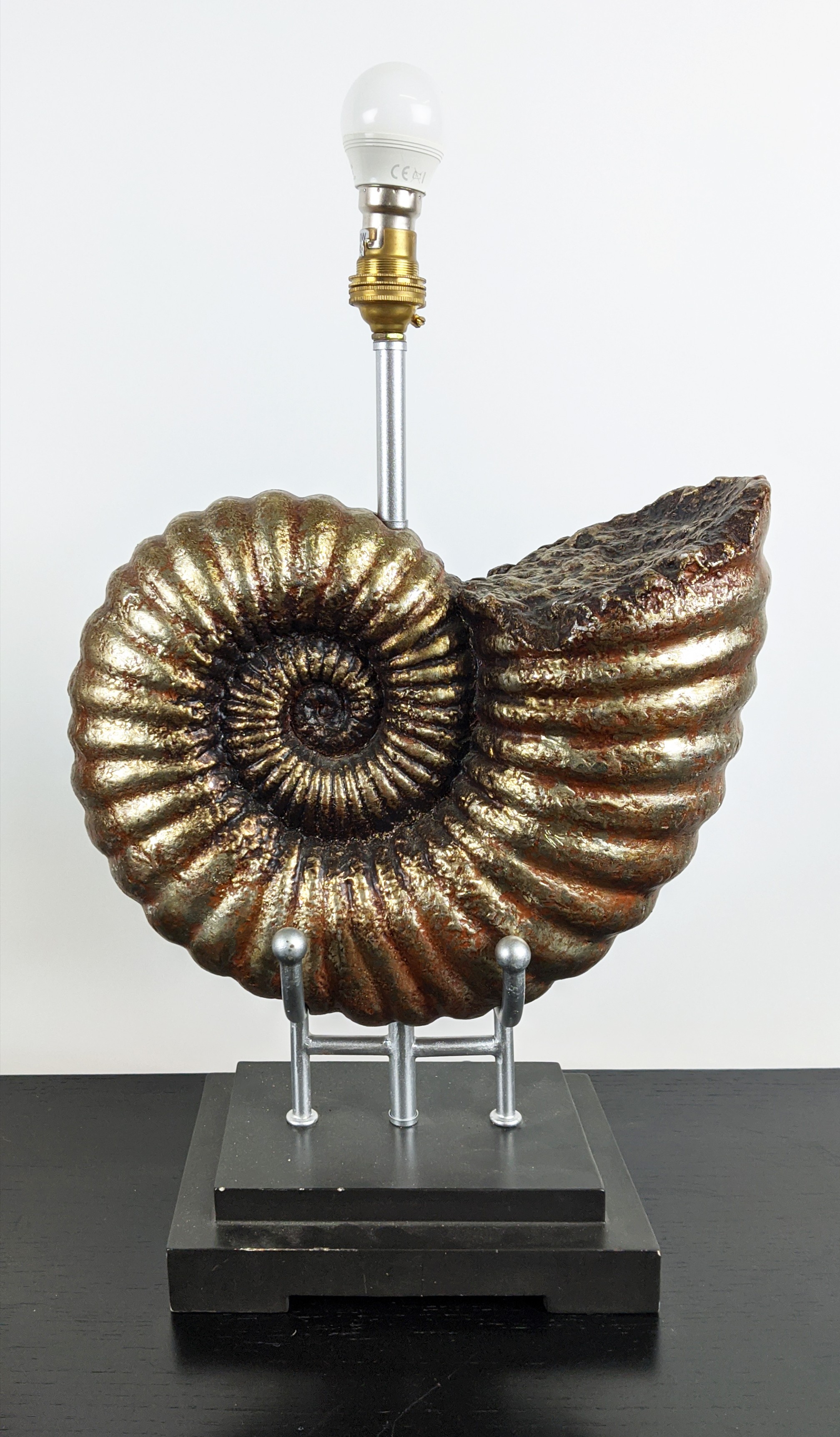 TABLE LAMPS, a pair, faux ammonite form, 45cm H. (2)
