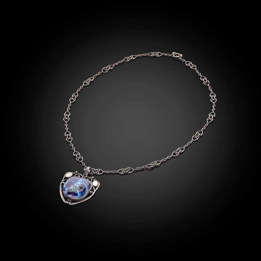 NEWLYN SCHOOL PENDANT NECKLACE, CIRCA 1900 white metal, enamel and ...