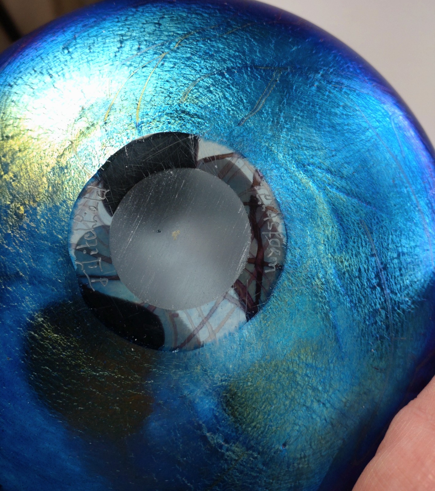 Glasform iridescent glass by John Ditchfield, Blackpool- bottle vase ...