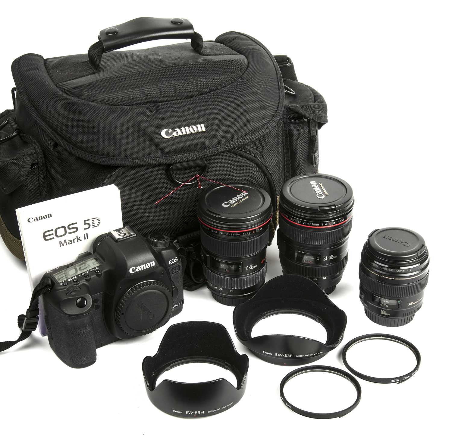 A Canon EOS 5D Mark II Camera outfit to include: camera body, Canon ...