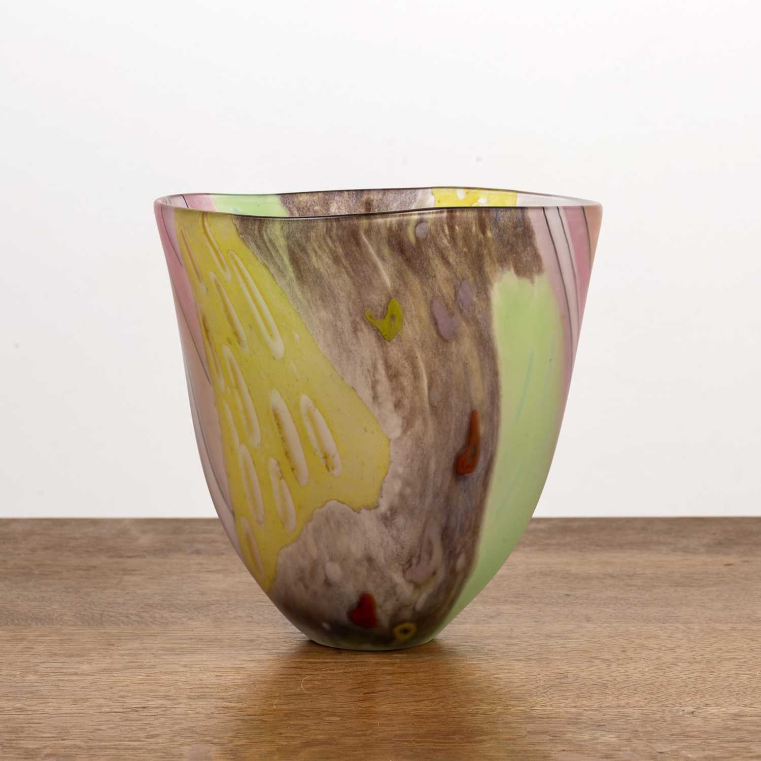Pauline Solven (b.1943) studio glass three cornered bowl, signed ...