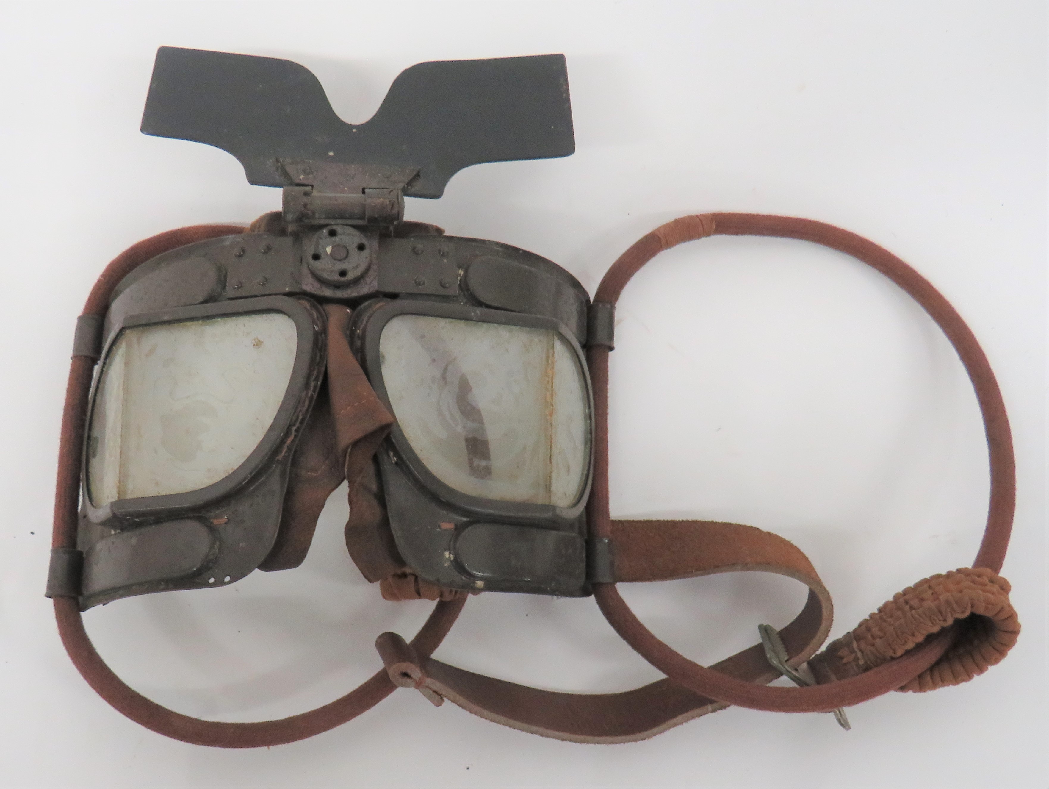Pair Of RAF MKIVB Flying Gogglesbrown finish frame with angular glass ...