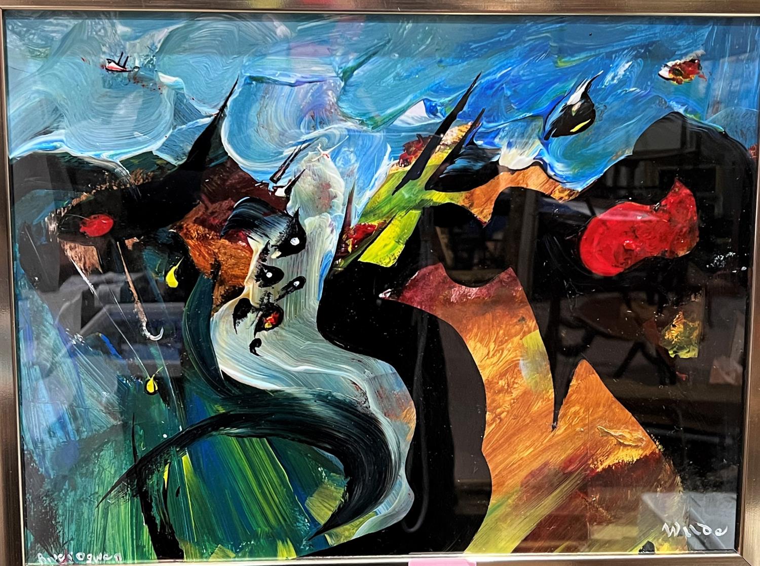 David Wilde: Northern Artist acrylic on board 'River Ogwen' abstract ...