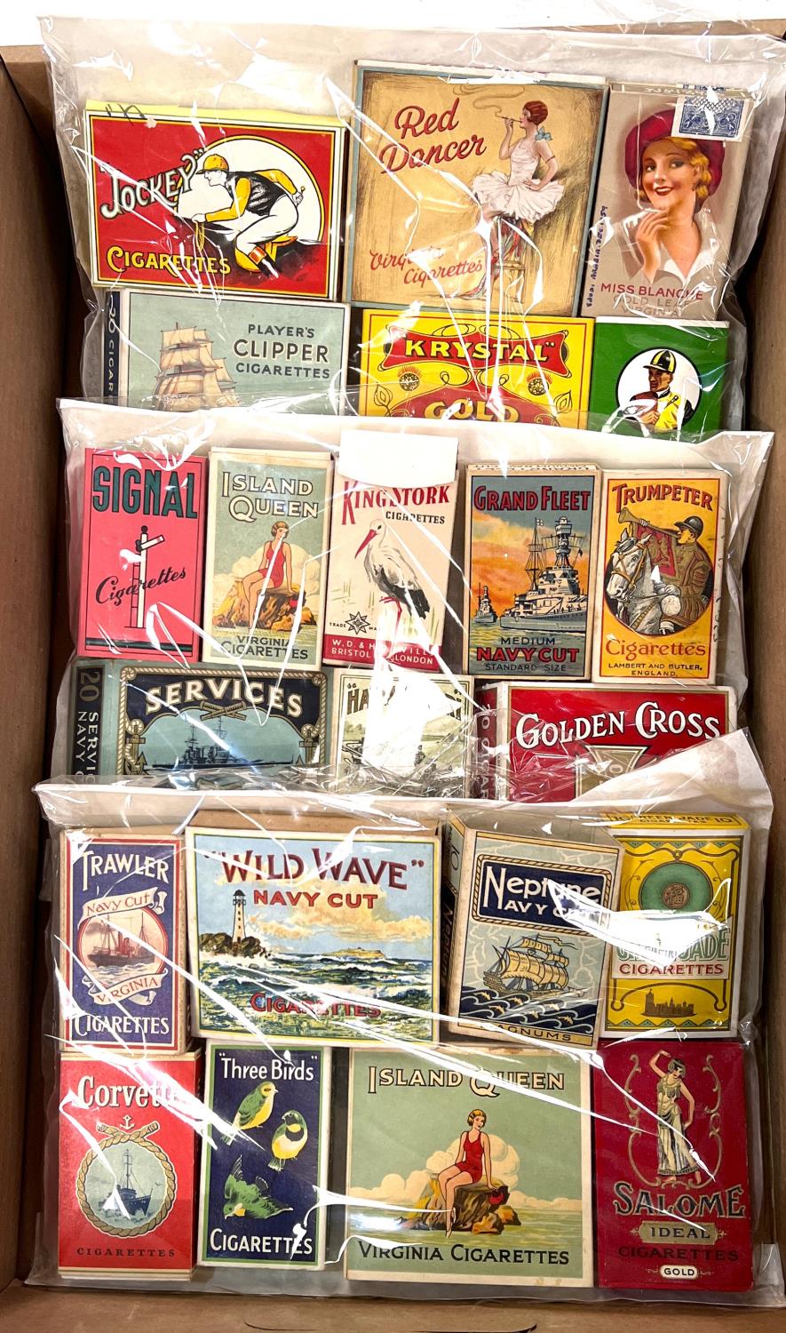 Twenty two picture cigarette packets: King Stork; Trumpeter; Neptune ...