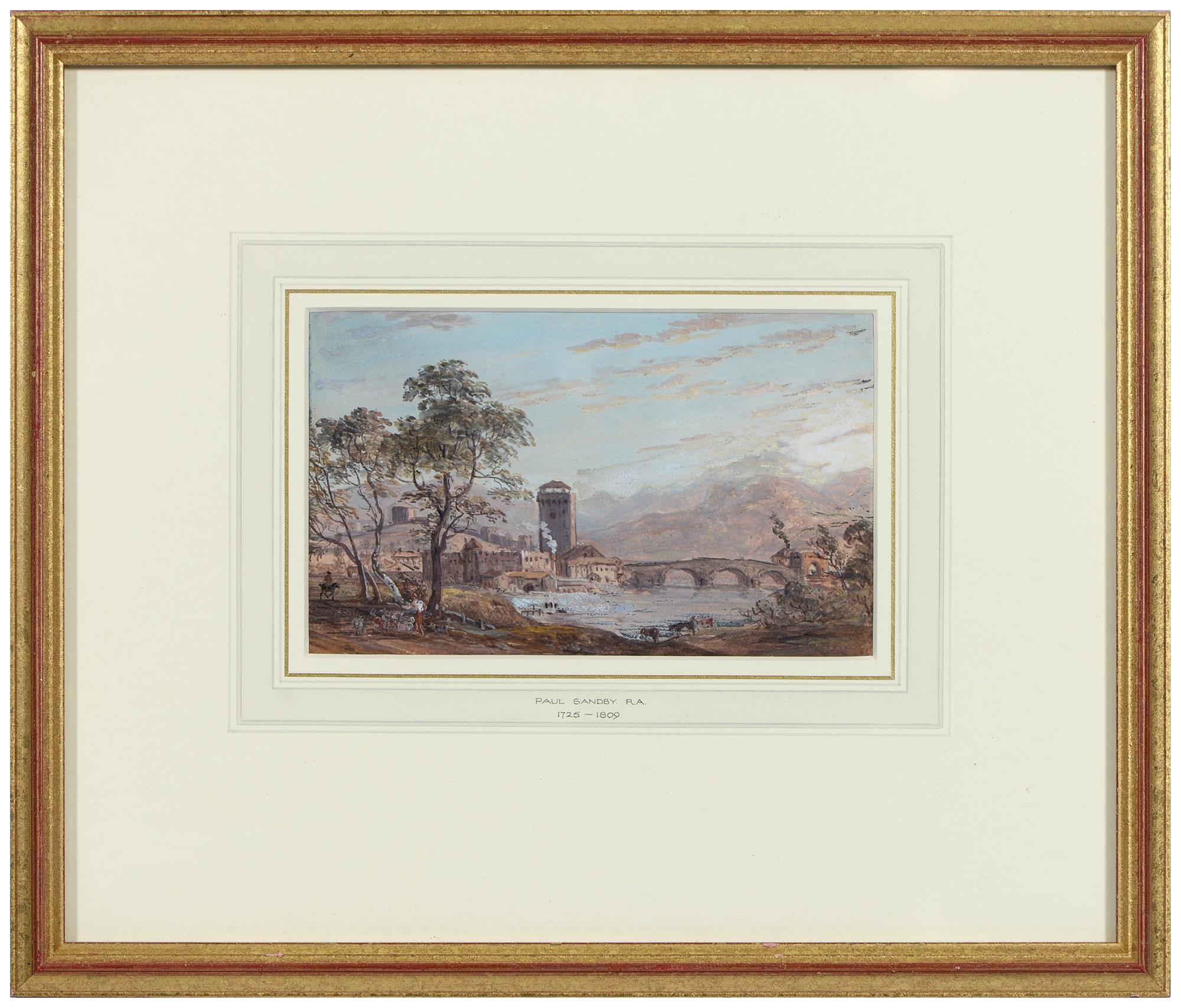 Paul Sandby RA (1725-1809) - A River Landscape with Goatherd, a Town ...