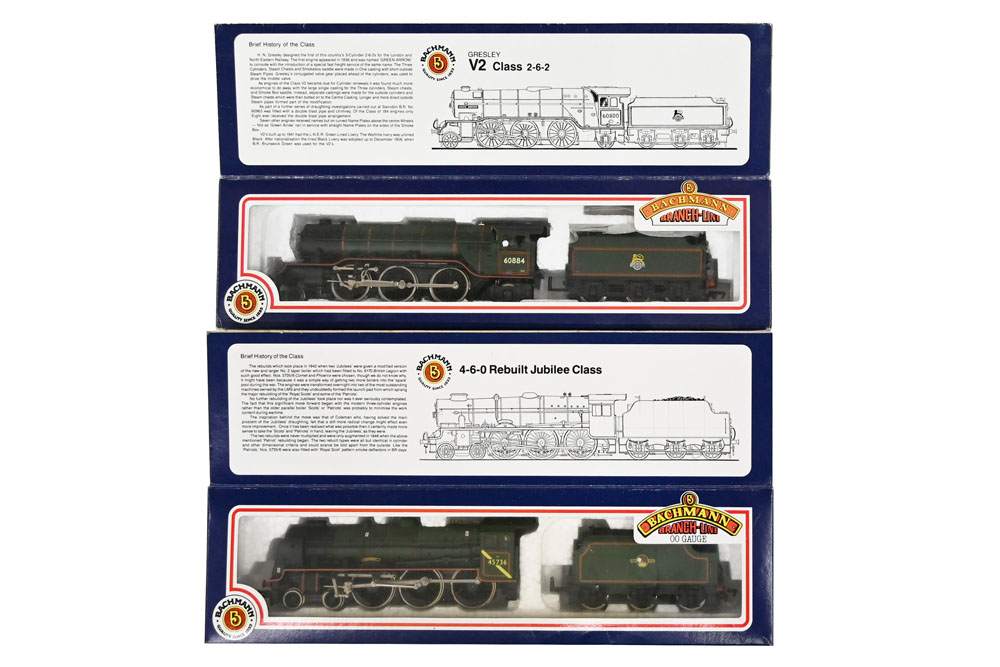 Two Bachmann 00 gauge steam locomotives, 31-251 Phoenix & 31-557 V2 class