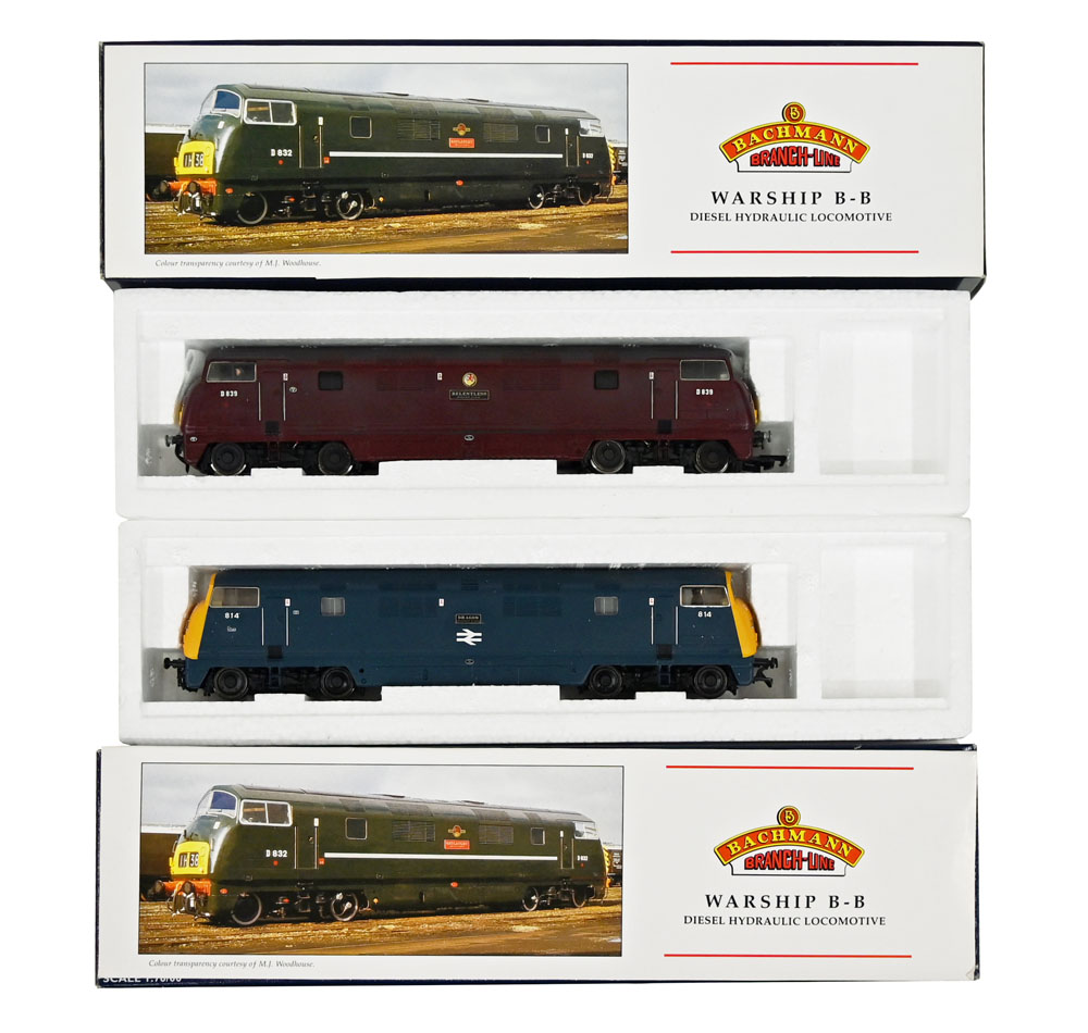 Two Bachmann 00 gauge class 42 War Ship diesel locomotives, Fox Hound ...