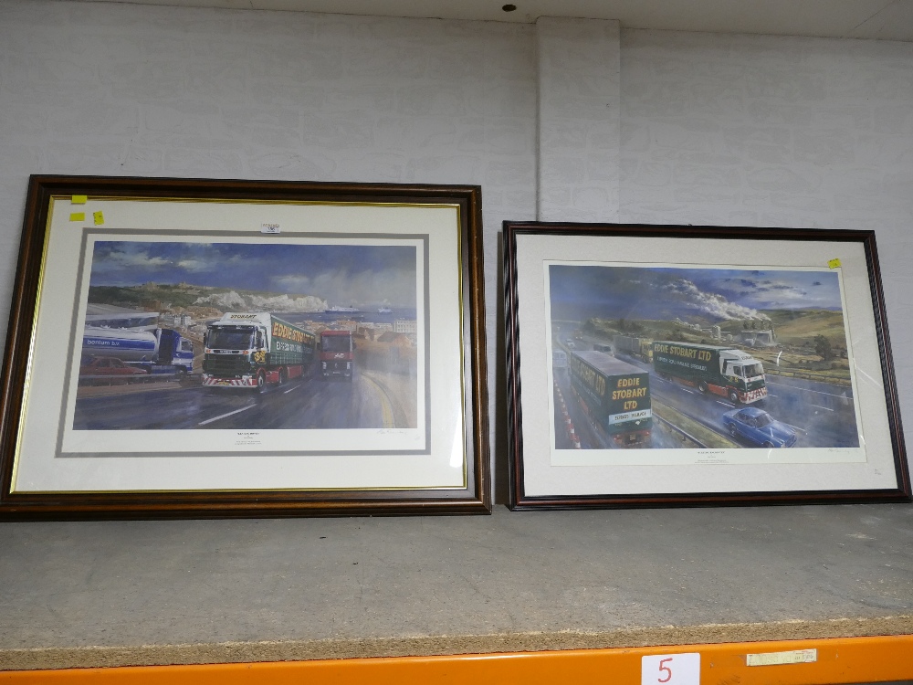 Two signed limited edition Eddie Stobart prints "Leaving Dover" and ...