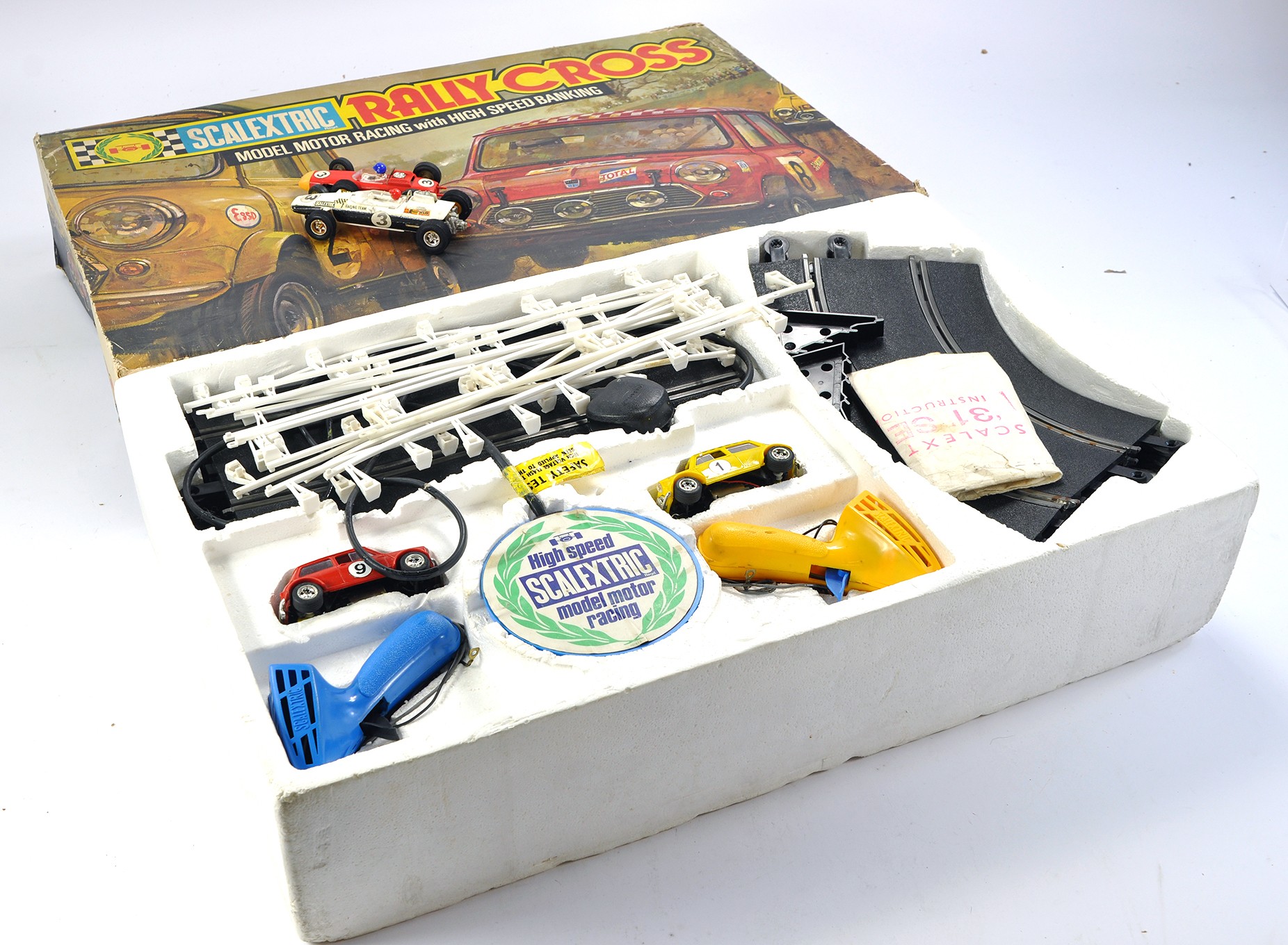 Scalextric vintage set no. C577 Rallycross with Mini vehicles as shown ...