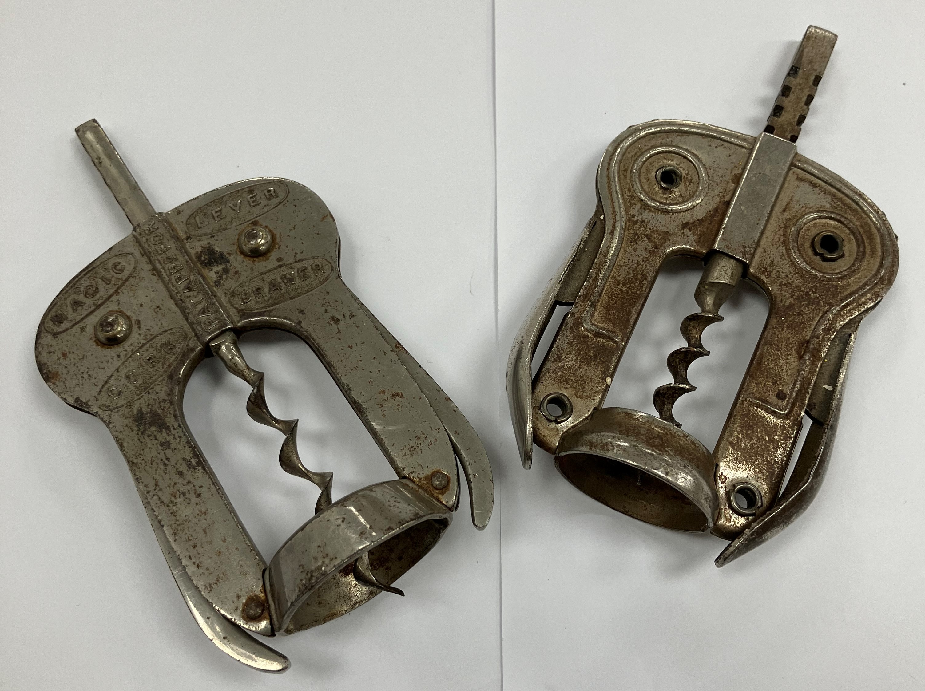 Two “Magic Lever Cork Drawer” corkscrews (2)