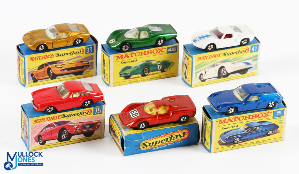Boxed Matchbox Superfast Diecast Cars, to include 5 Lotus Europa blue ...