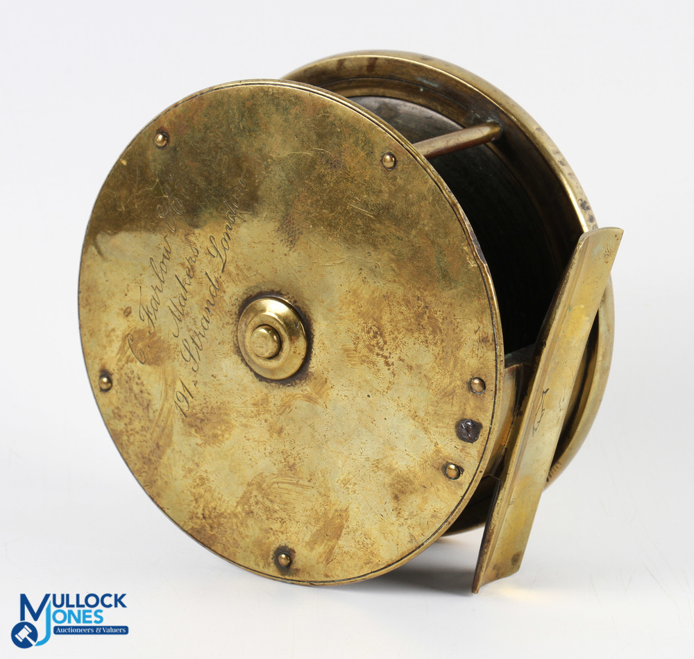Chas Farlow & Co Maker, 191 The Strand, London, brass salmon reel 4.5 ...