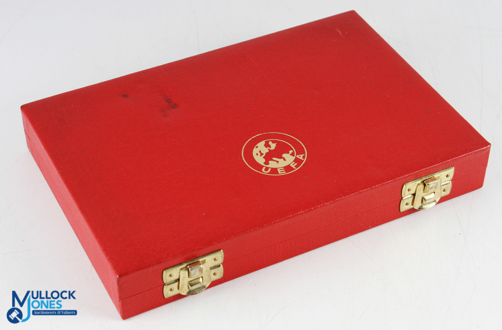 UEFA Coupe UEFA Commemorative Token/Medals, in fitted red case, 9 brass ...