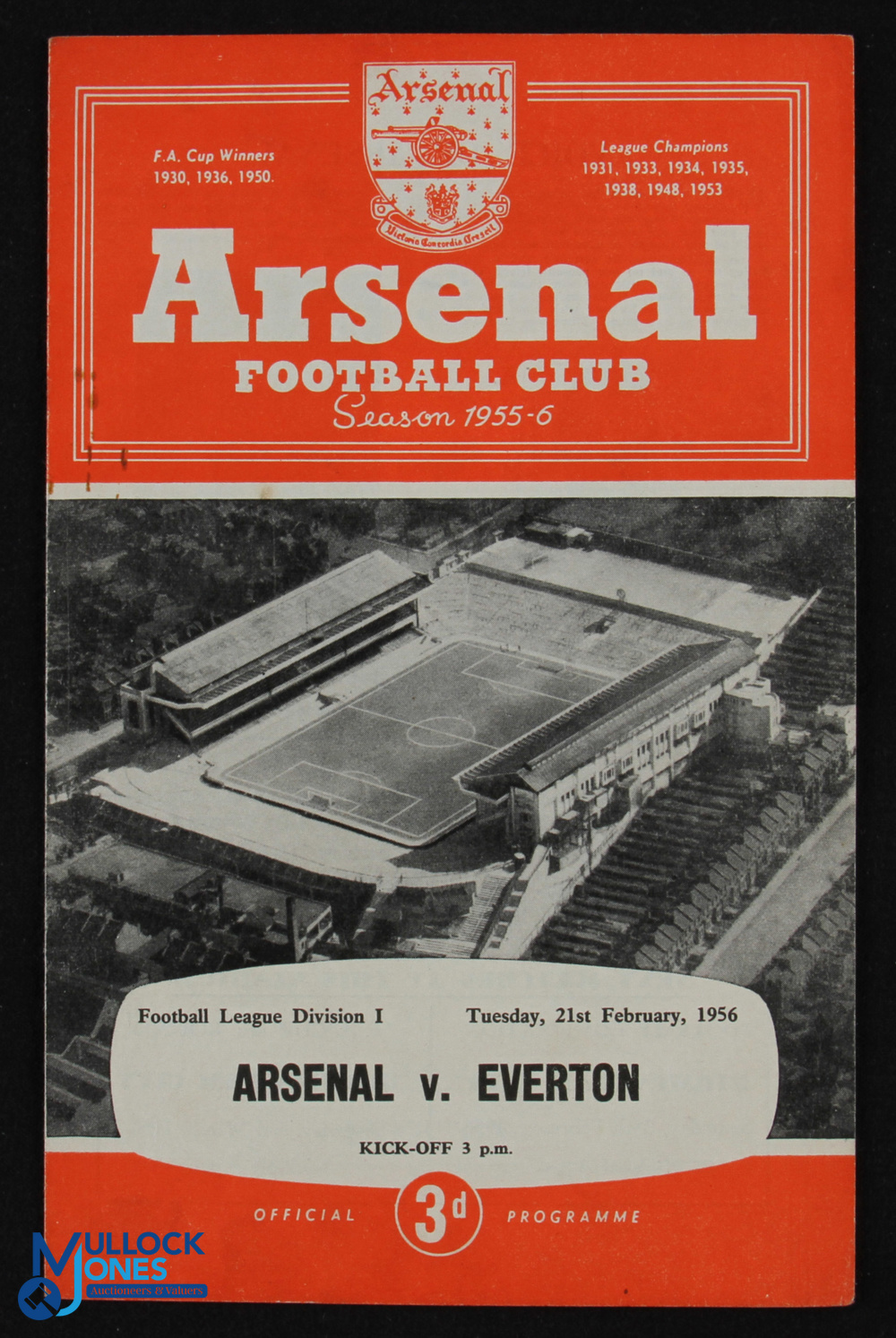1955/56 Scarce Arsenal v Everton Div. 1 match programme 21 February ...