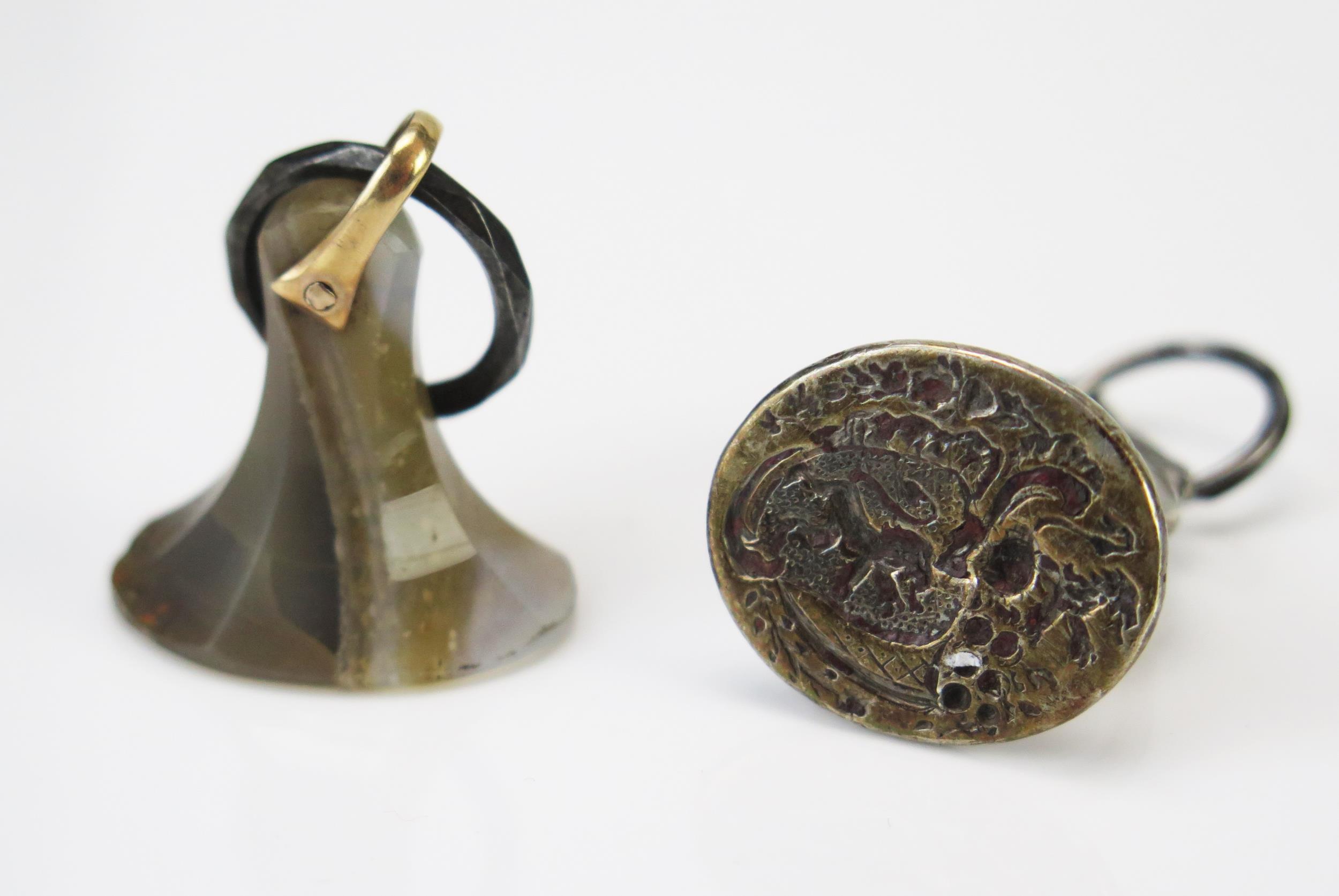 A Georgian Fob Seal decorated with a coat of arms with lions rampant, c ...