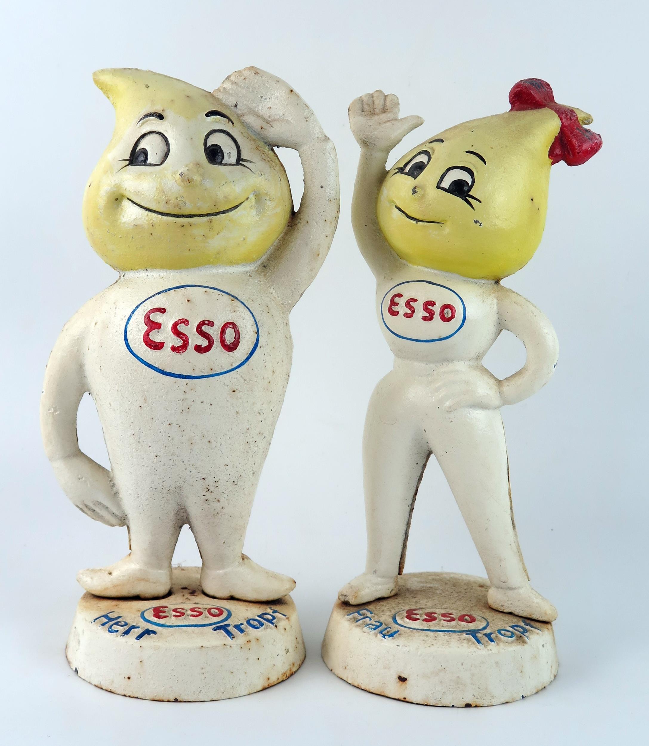 A pair of reproduction cast iron "Esso" advertising money banks, Frau ...