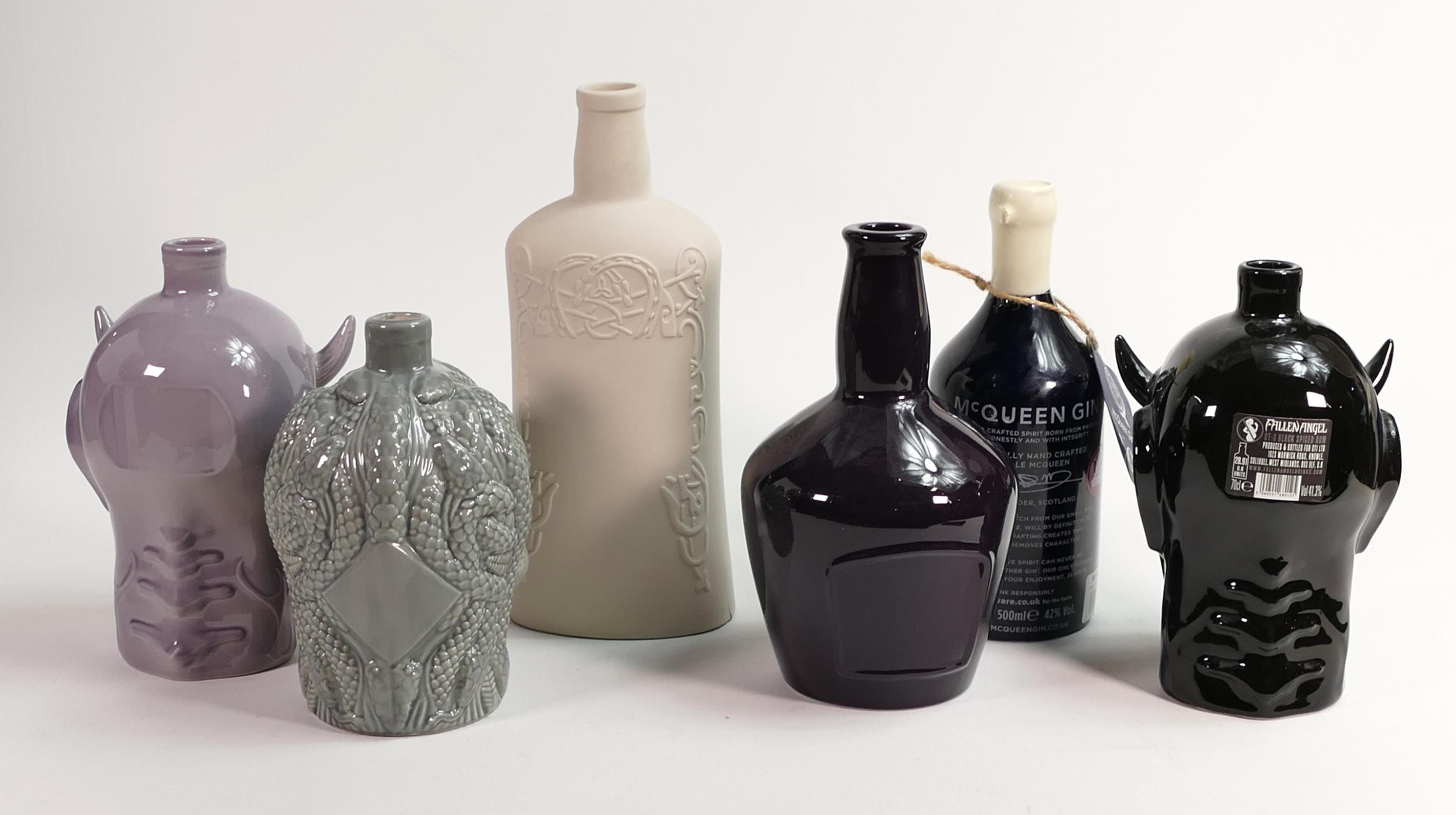 Wade Whisky & Rum themed ceramic decanters including McQueen Gin, Devil ...