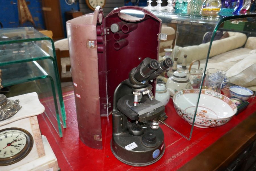 C Baker, London. A Binocular microscope in original plastic case ...