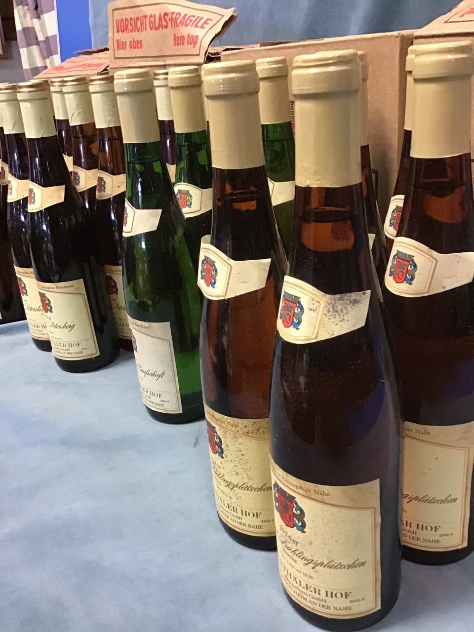 Twelve bottles of German 1974 Alliger Petersburg Niederthäler white ...