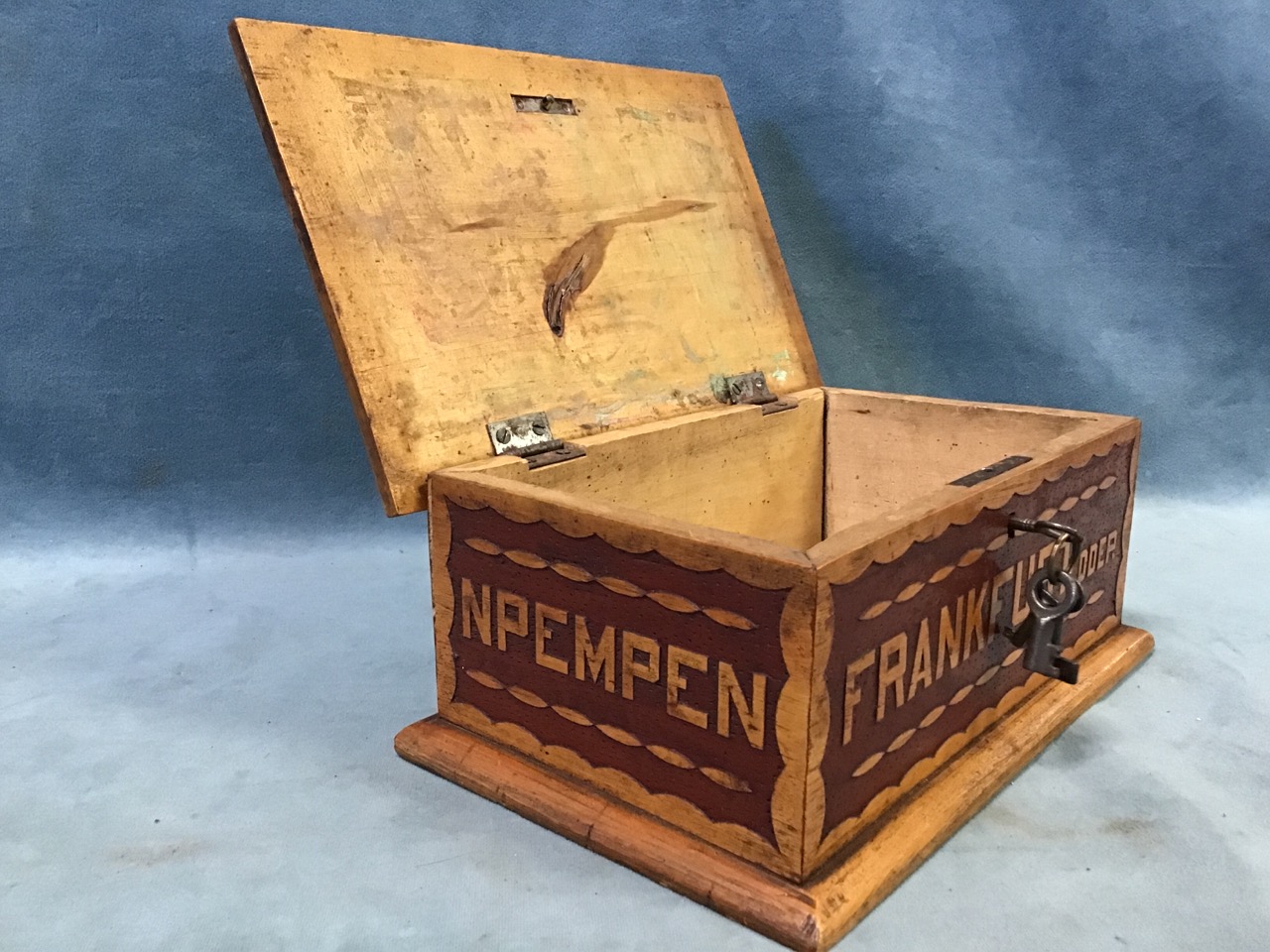 A World War II carved and painted wood box made by a French prisoner of ...
