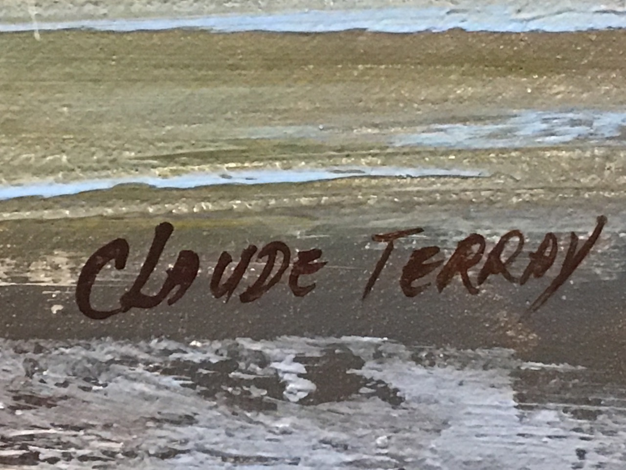 Claude Terray, oil on board, coastal view with stormy sea and seagulls ...