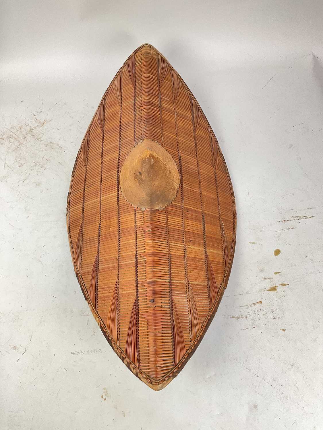 20th century Ugandan Ganda shield with woven and wooden frame with hide ...