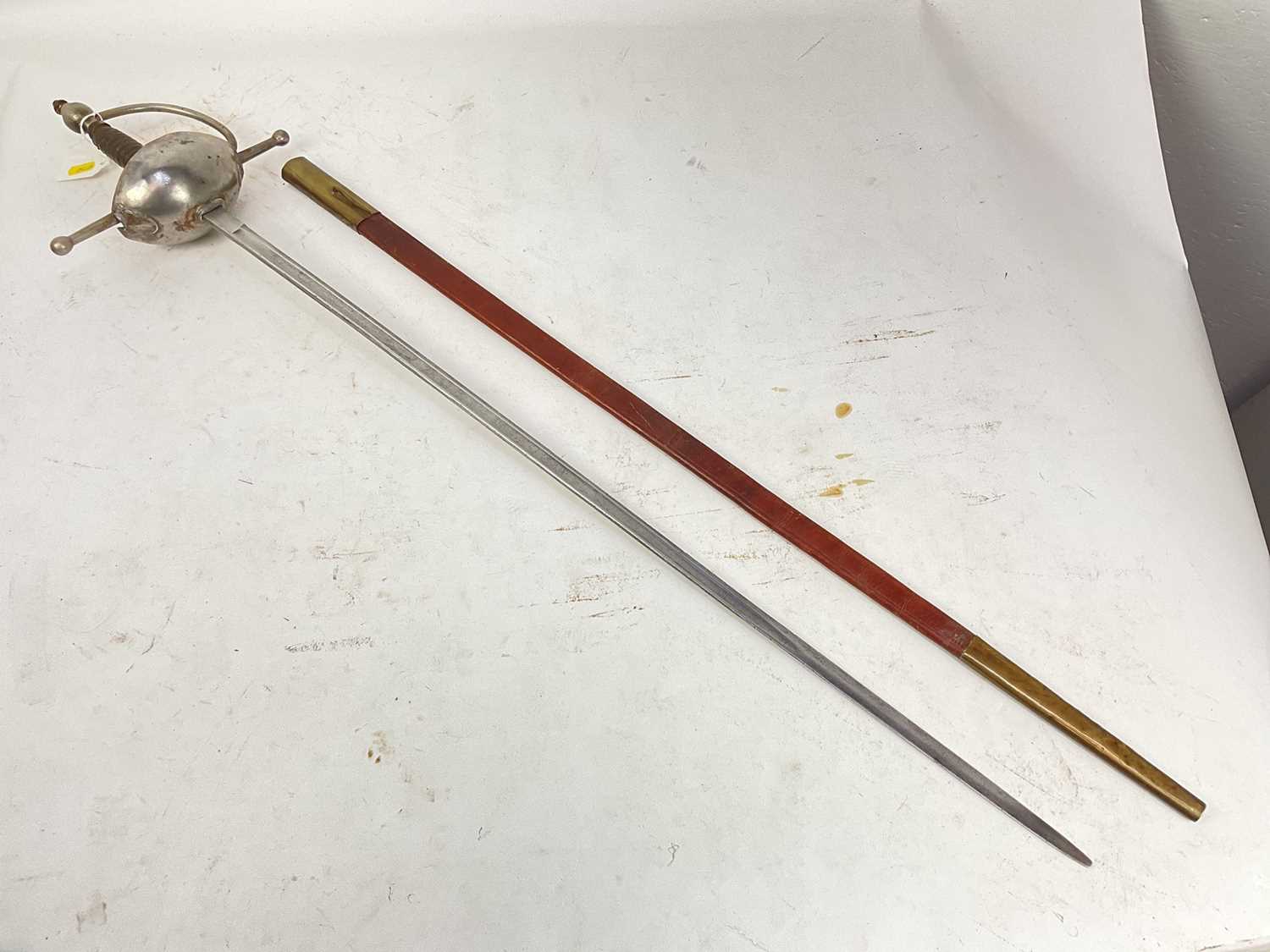 19th century Spanish rapier with brass hilt, turned ebony grip and ...
