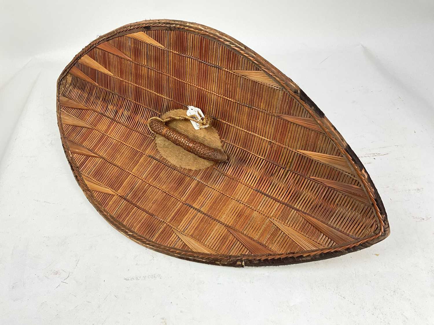 20th century Ugandan Ganda shield with woven and wooden frame with hide ...