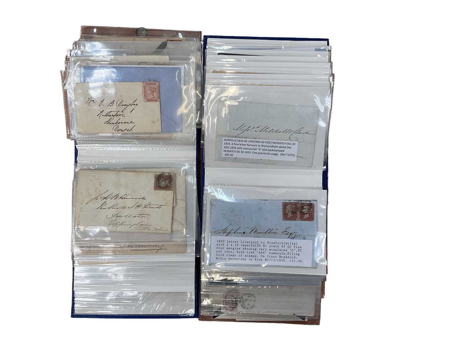 Victorian Postal history items in album including 1840 2nd Blue Red ...