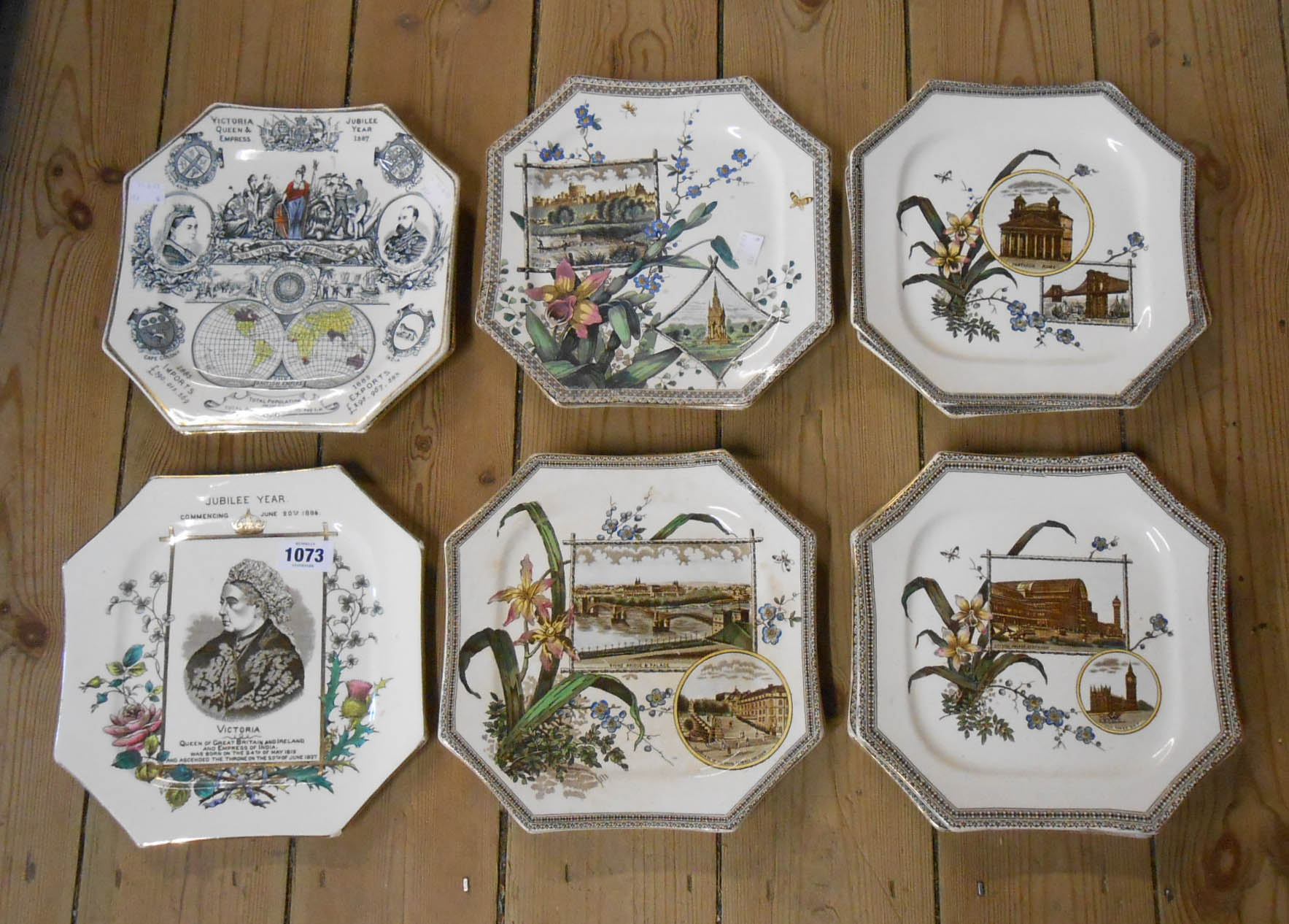 Eleven Victorian commemorative and souvenir plates by Wallis Gimson ...