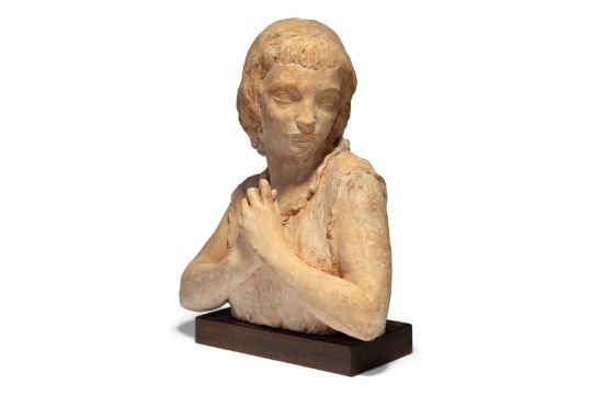 Richard Louis Garbe RA FRBS, British, 1876-1957, a terracotta bust of a ...