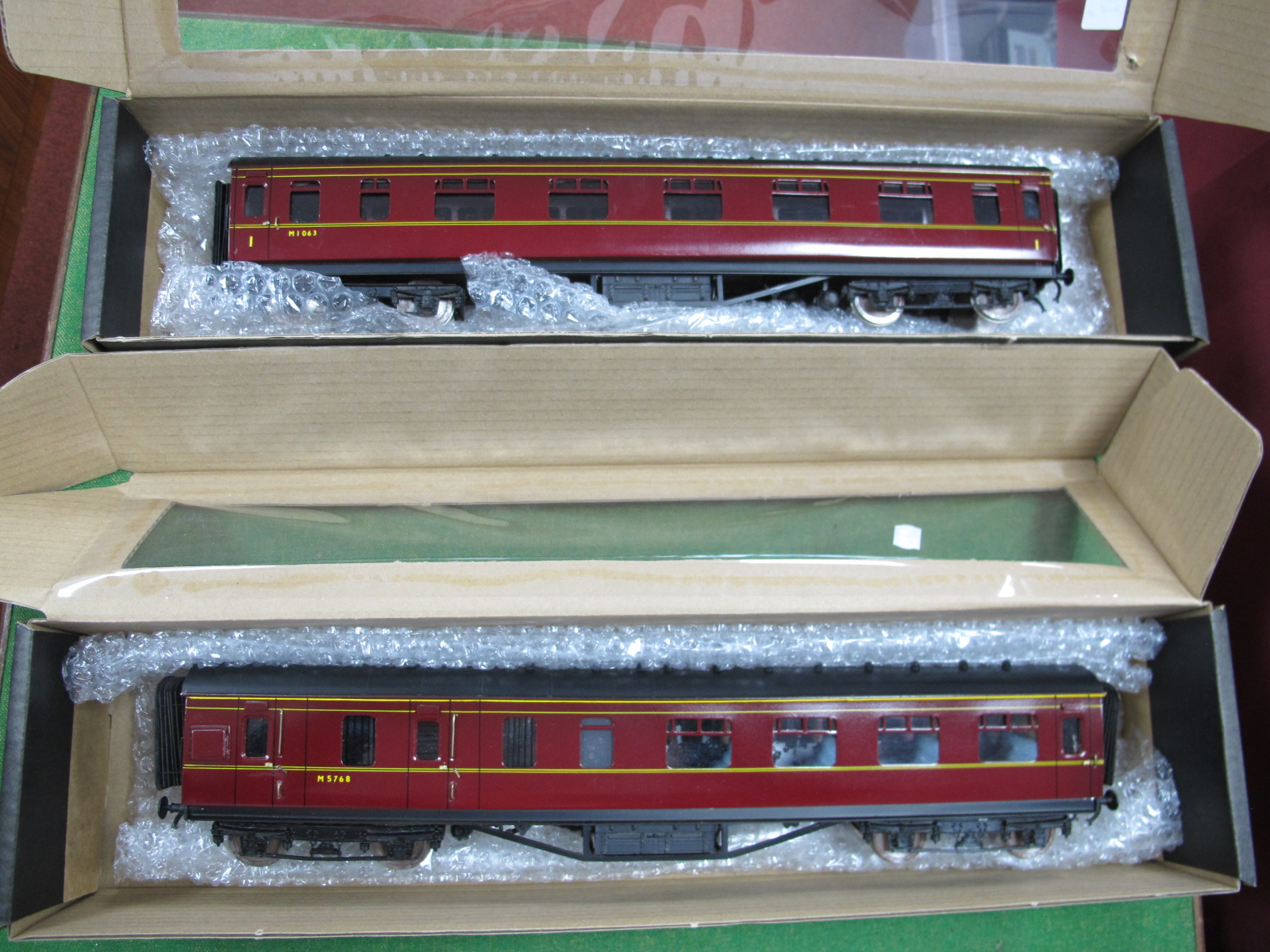 Two "O"Gauge/7mm Kit Built L.M.S/BR Maroon Bogie Corridor Coaches with ...