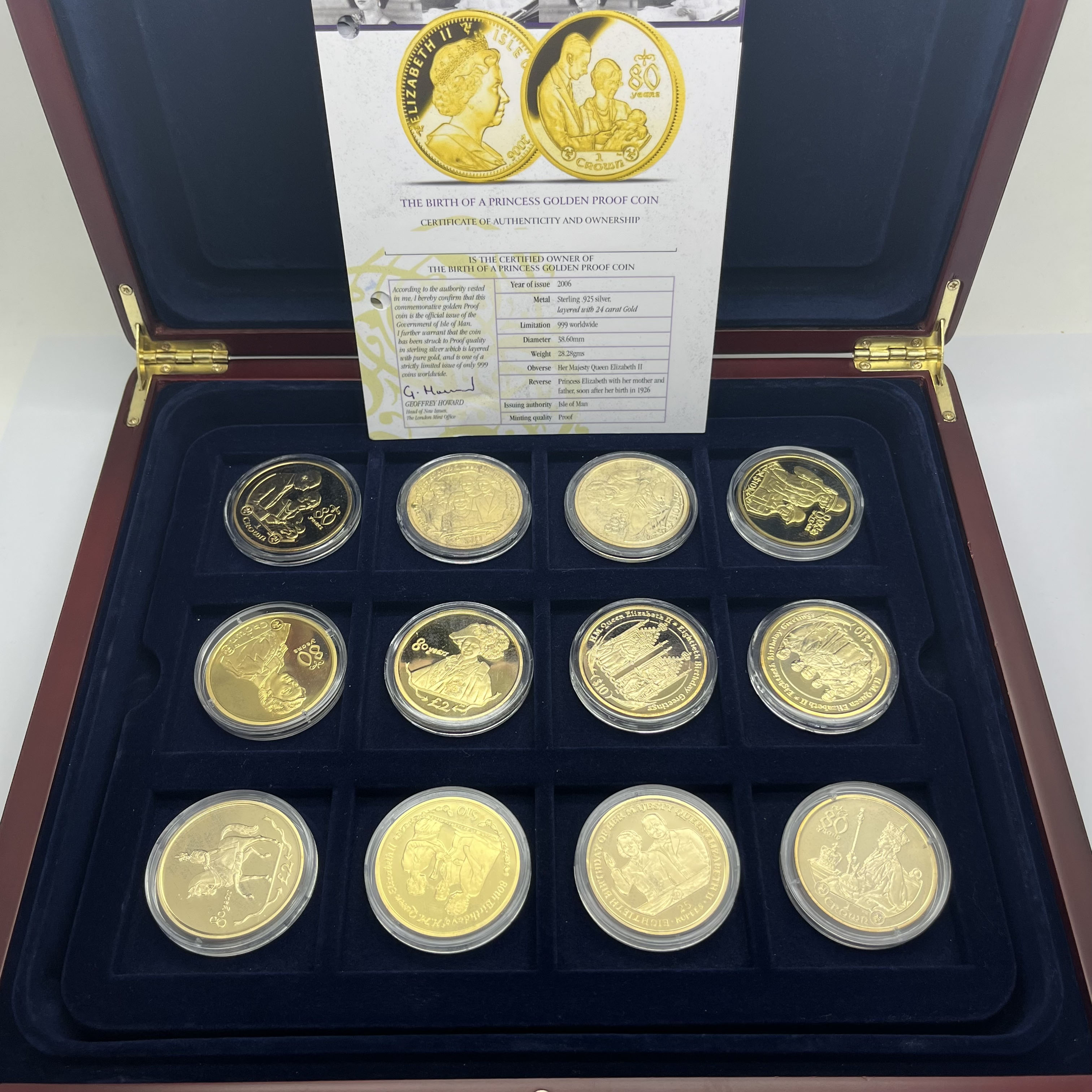 A London Mint 2006 Gold Plated Silver Proof QEII Eightieth Birthday ...