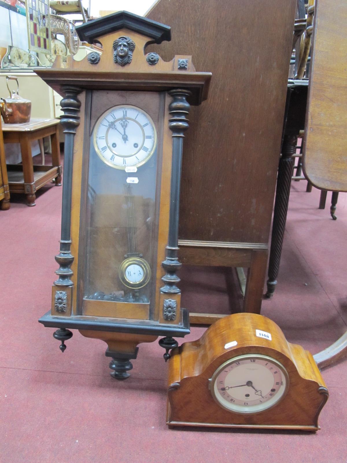 Vienna Wall Clock, marked 'R.A. to pendulum; together with an Elliot ...