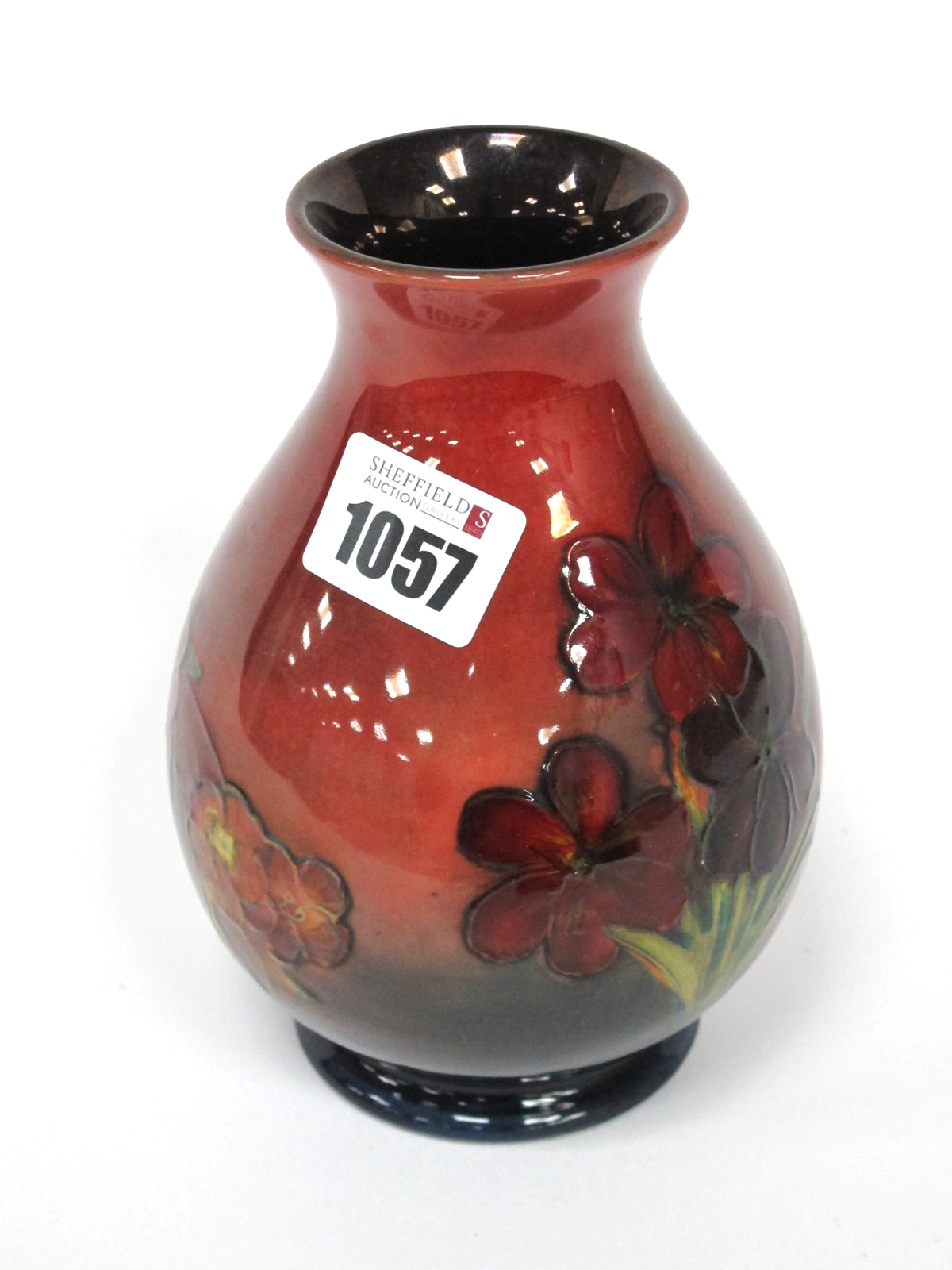 A Moorcroft Pottery Vase, of ovoid form, painted in a flambé 'Spring ...