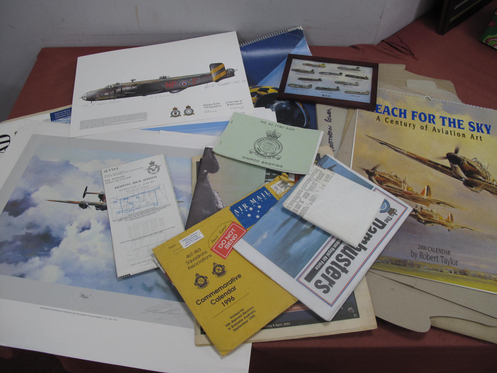 WWII RAF Themed Prints, some signed by aircrew, (unverified), selection ...