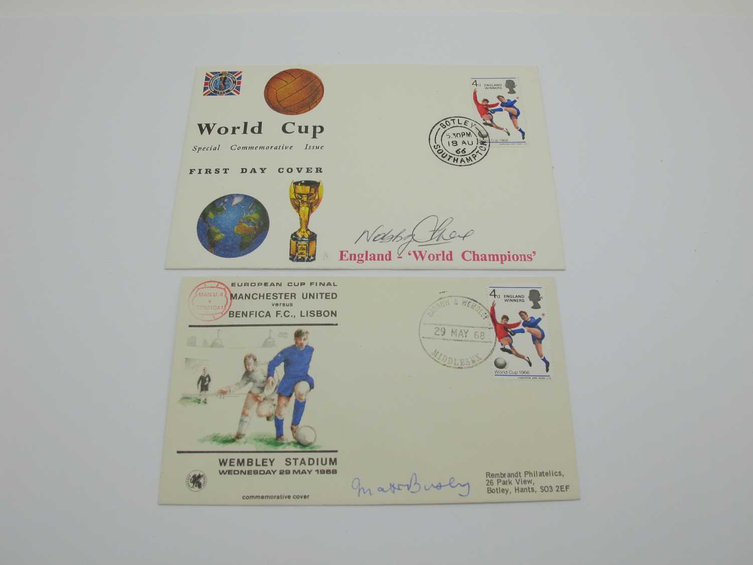 Matt Busby Autograph, blue ink signed (unverified) on a 1968 Manchester ...