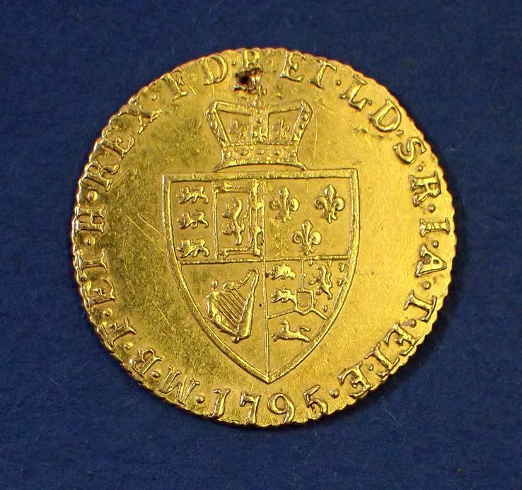 Gold Half-Guinea: George III Fifth Laur Head, spade shaped shield 1795 ...