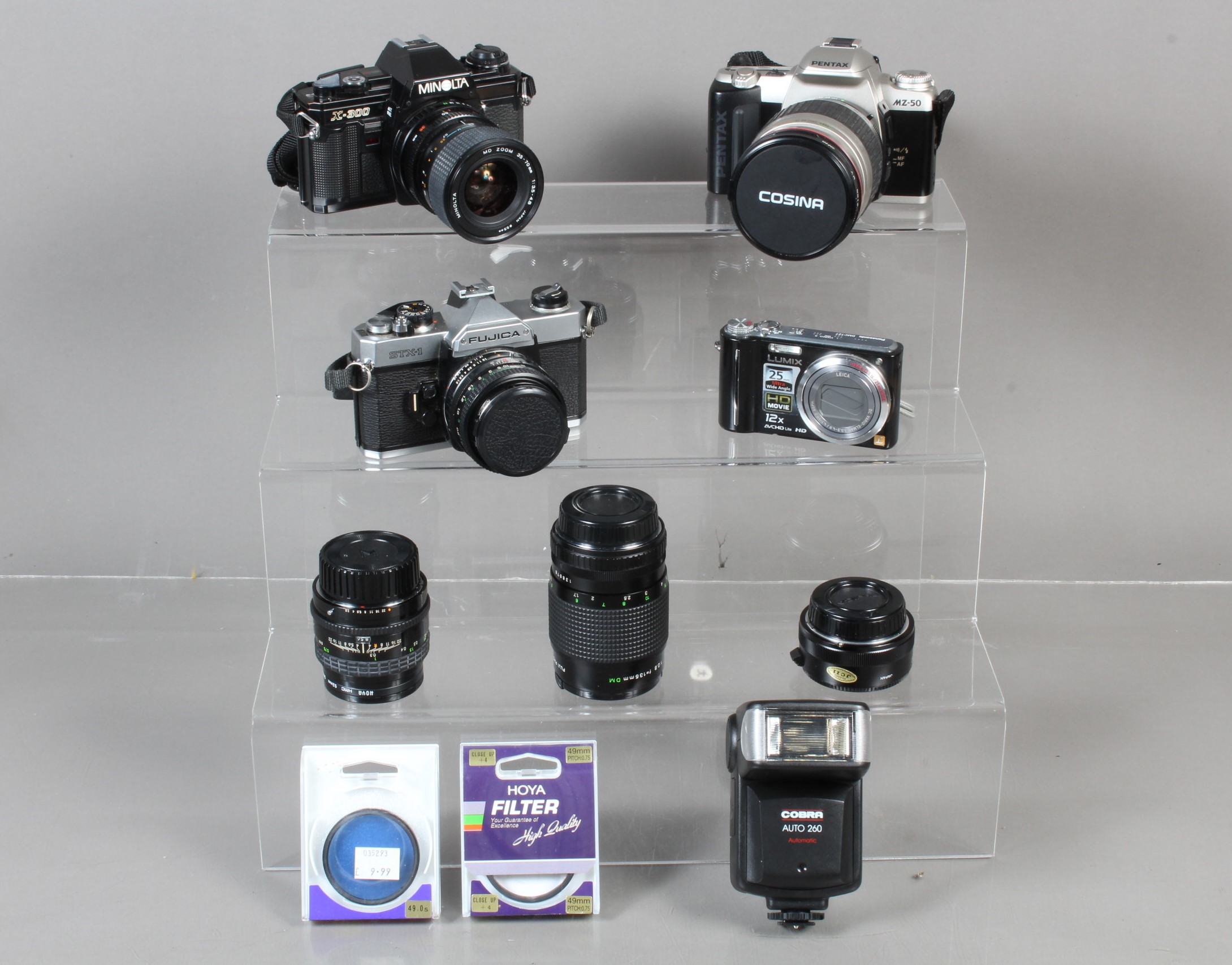 Three SLR Cameras, a Fujica STX-1, shutter working, meter unresponsive ...