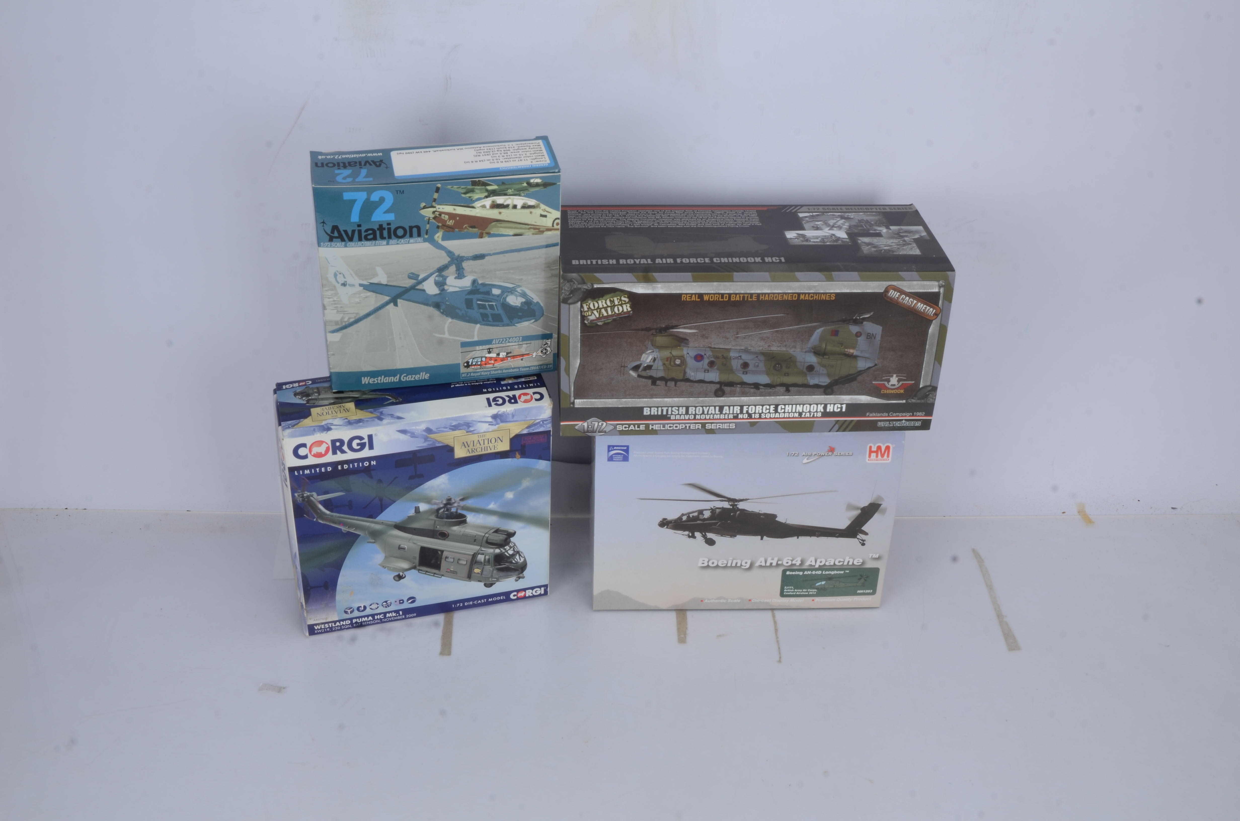 Military Helicopters, four boxed examples, 1:72 scale, Forces of Valor ...