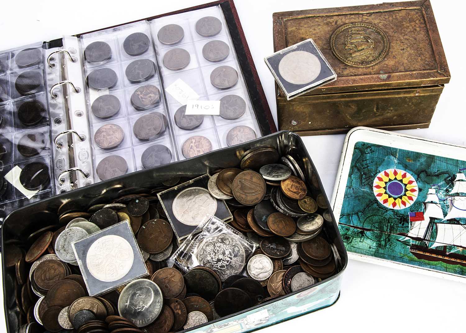 A large collection of British Coinage, some in an album, together some ...