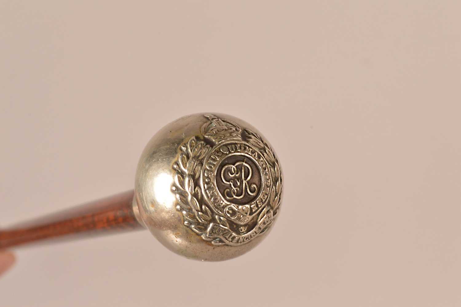 A George V Royal Engineer swagger stick, the shaft made of zebra ...