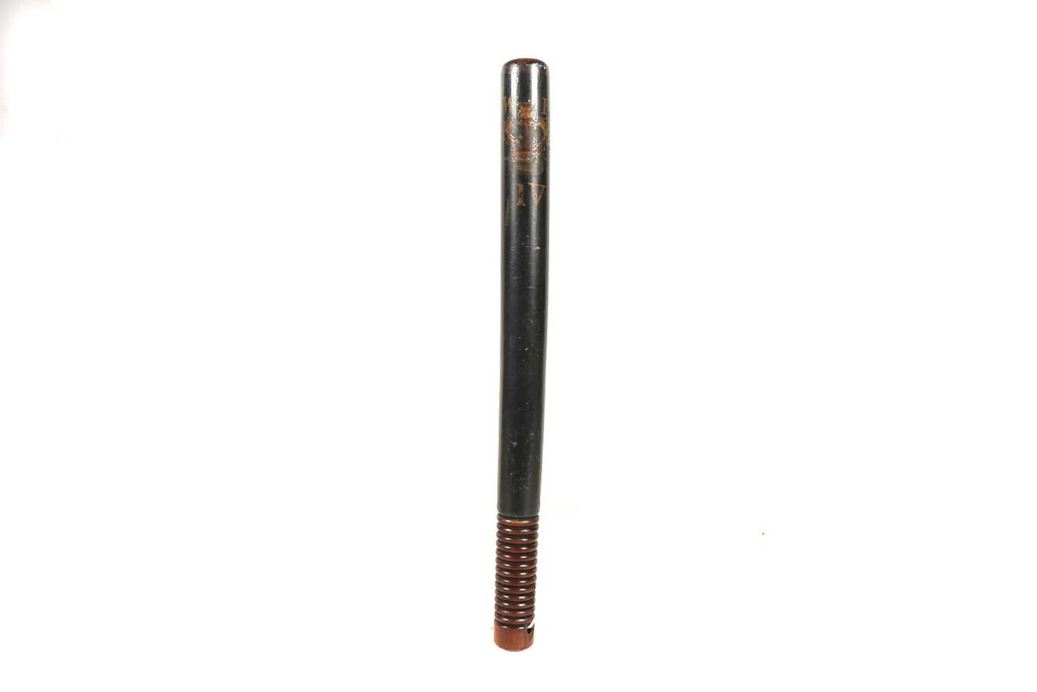 A William IV painted wooden Police Truncheon/Baton, the dark blue ...