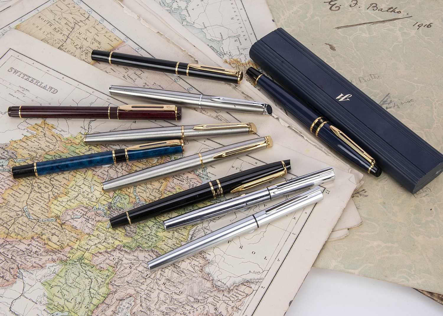 Ten vintage and modern Waterman fountain pens, in varying styles and ...