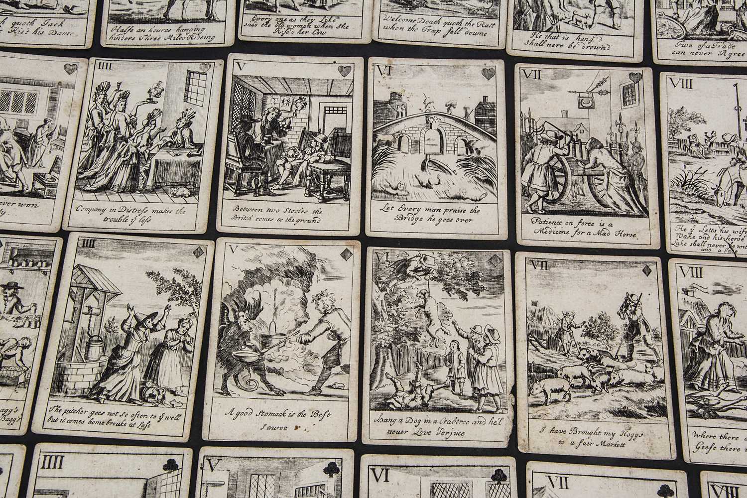 A rare John Lenthall English Proverbial Series playing cards circa 1718 ...