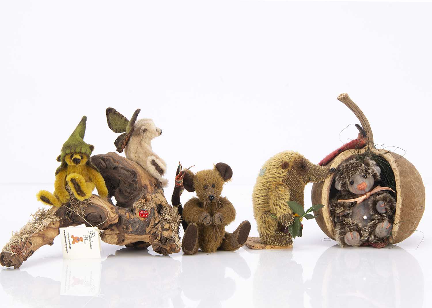 Four miniature artist soft toy animals, including a Pipedream Bears ...