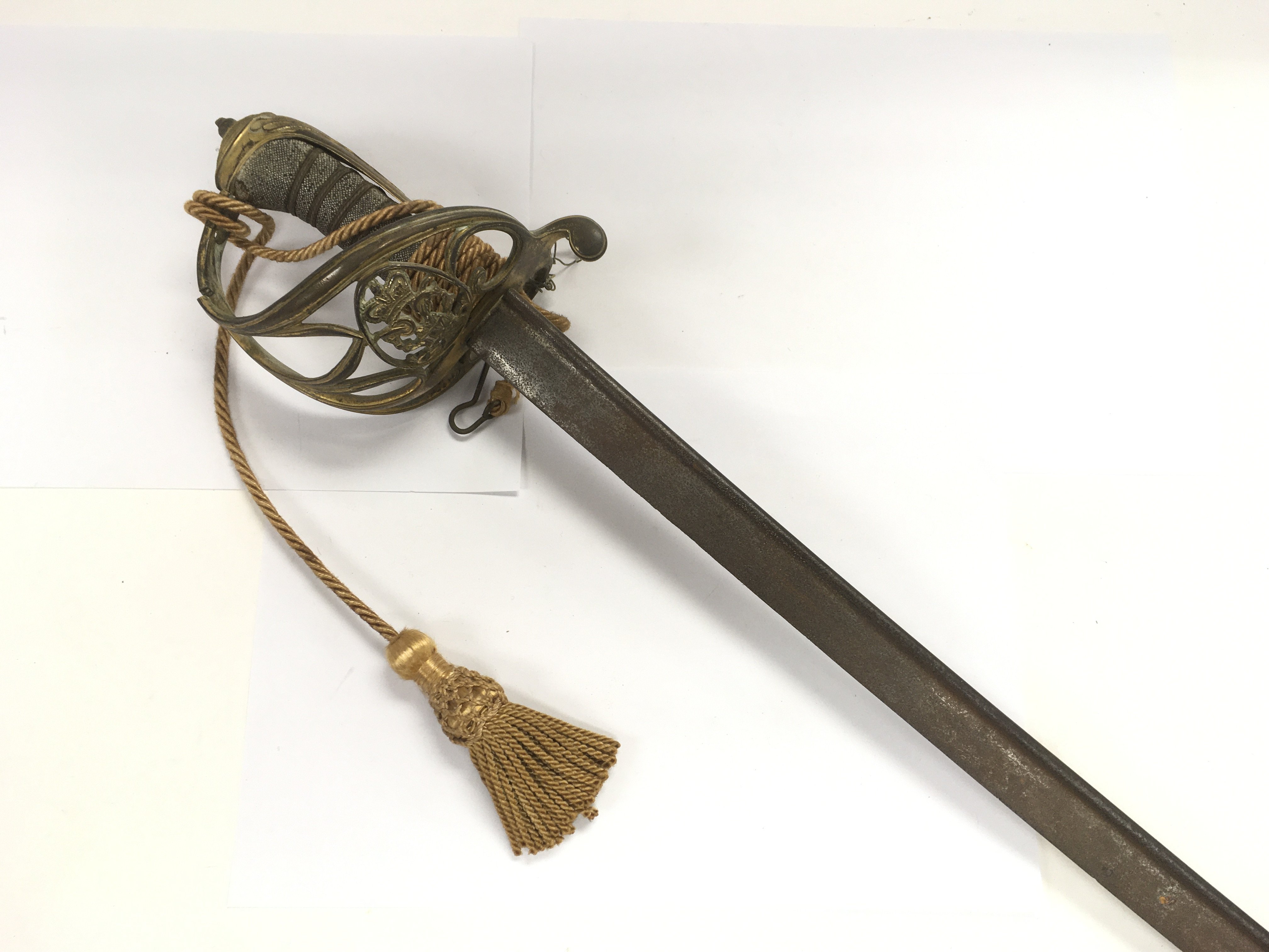 A Victorian military officer's sword, no scabbard, together with two ...