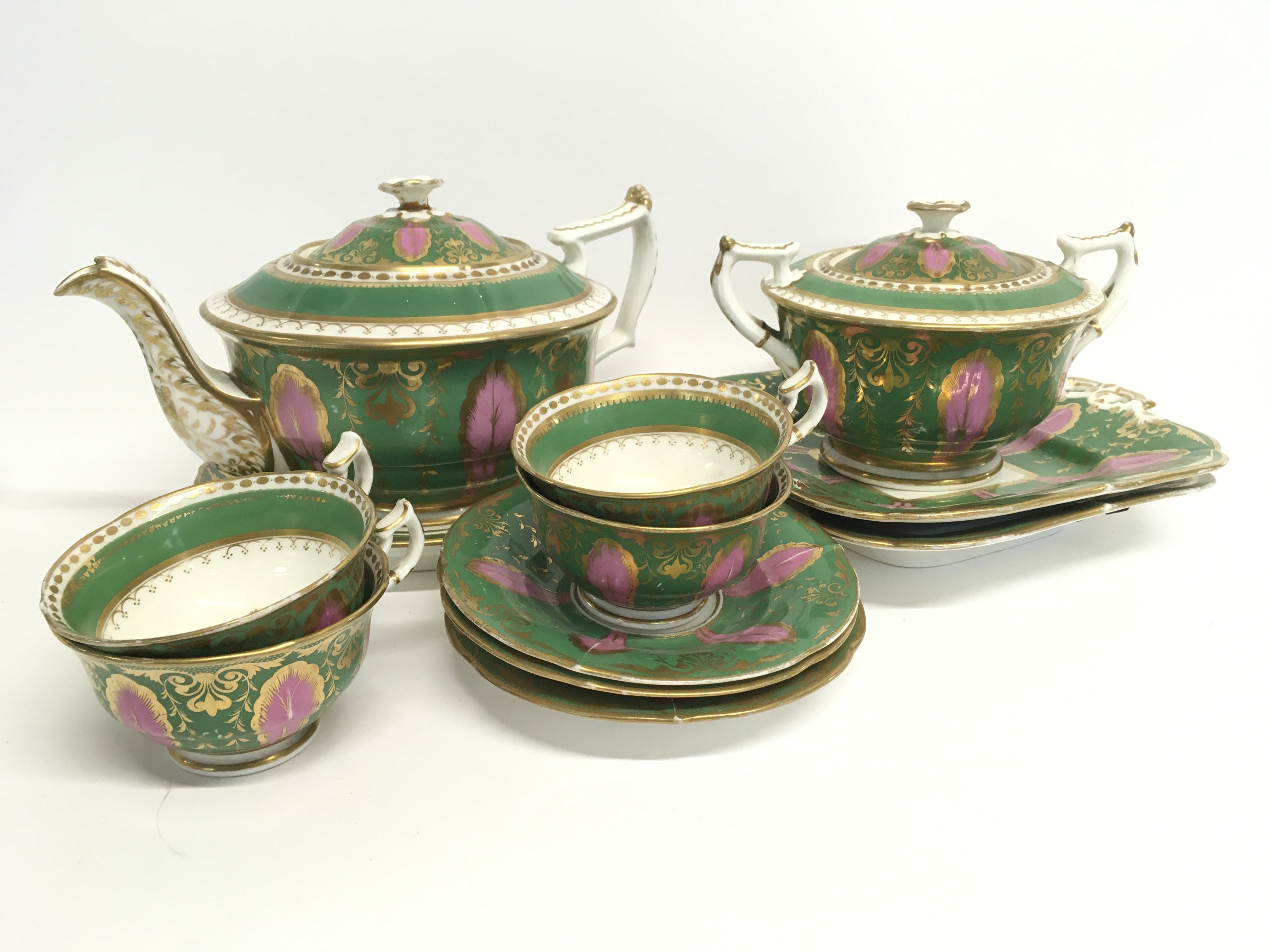 An unmarked 19th century early Victorian tea set