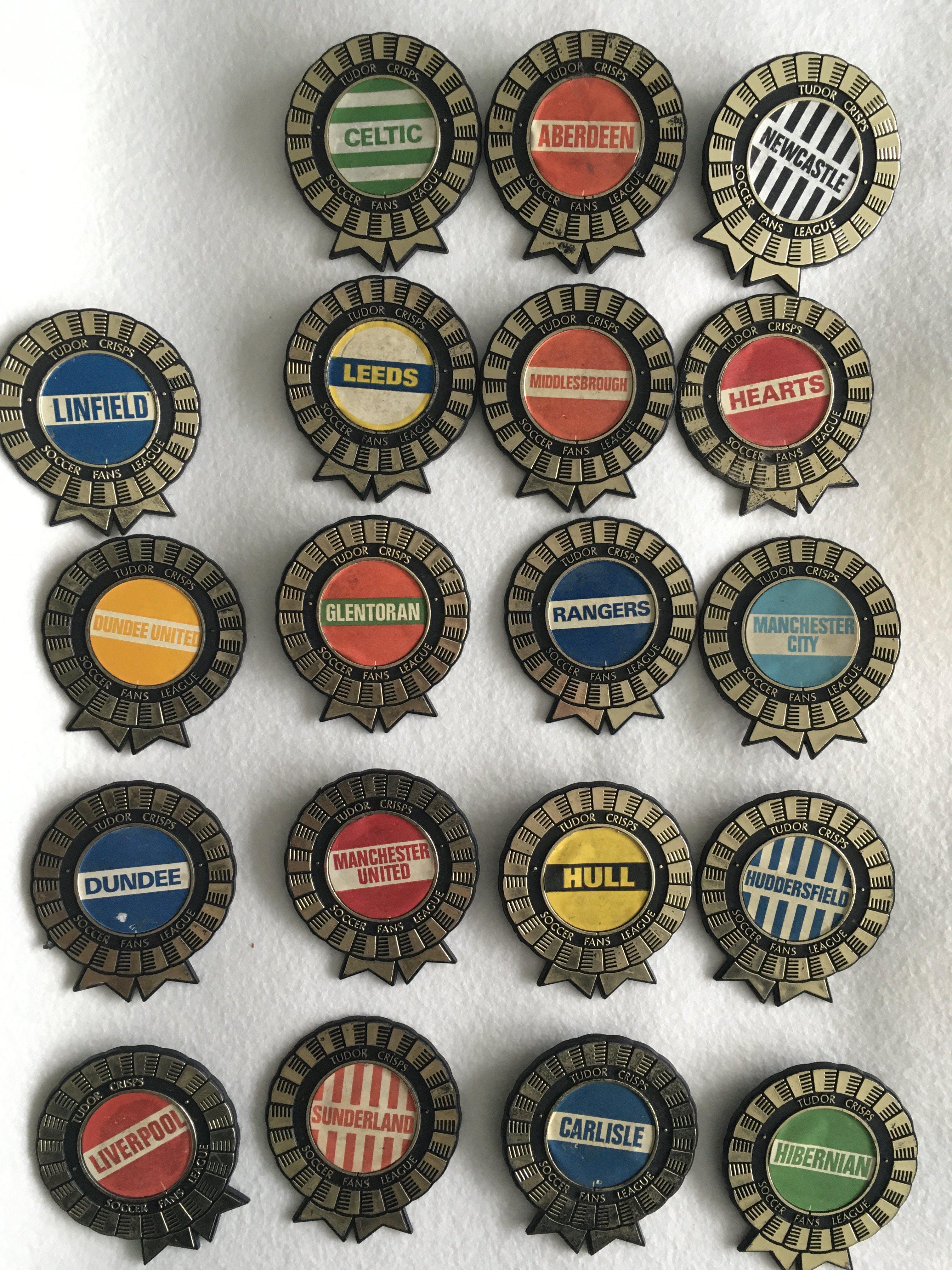 Tudor Crisps Rare Large Football Badges: 19 from the set of 20 only ...