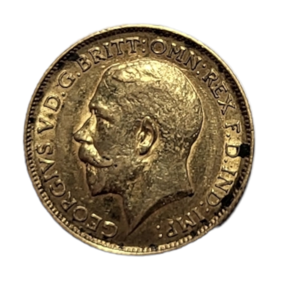 A 22CT GOLD HALF SOVEREIGN COIN, GEORGE V, DATED 1912With St. George ...